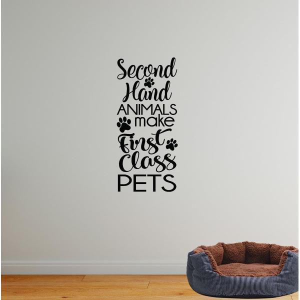 商品名24""x10"" Second Hand Animals Make First Class Pets Lover Dog Cat Gift Shelter Adoption Adopt Wall Decal Sticker Art ...