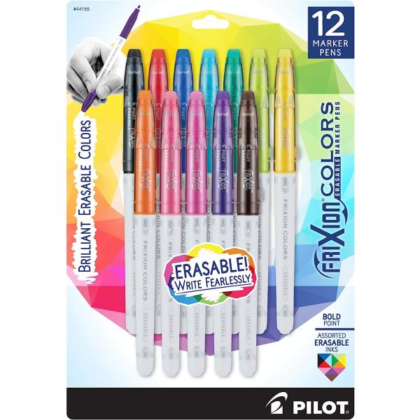 商品名PILOT Pen 44155 フリクションカラー 消せるマーカーペン 太字 アソートカラーインク 12本パックPILOT FriXion Colors Erasable Marker Pens, Bold Point, Assort...
