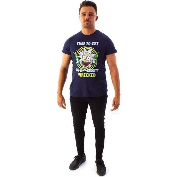 商品名Rick And Morty Riggity Riggity Wrecked メンズTシャツ US サイズ: Medium カラー: ブルーRICK AND MORTY Men's T-Shirt Riggity Riggity Wr...