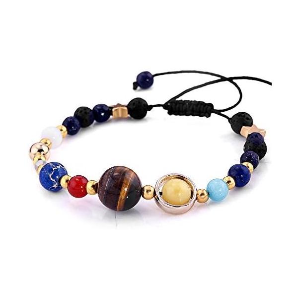 商品名yeyulinハンドメイドGalaxy Solar Systemブレスレット9 Planets Universe StarナチュラルストーンビーズブレスレットバングルYEYULIN Handmade Galaxy Solar Syst...