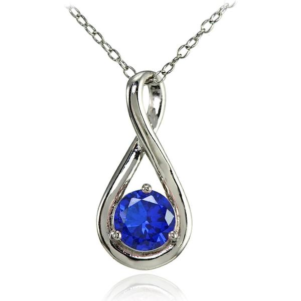 商品名スターリングシルバー模造宝石研磨5 mmラウンドインフィニティネックレスIce Gems Sterling Silver Simulated Blue Sapphire Polished 5mm Round Infinity Neck...