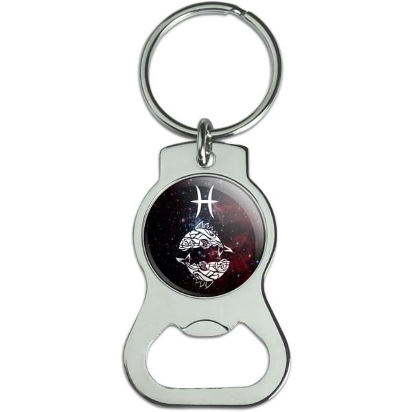 商品名宇宙の魚座魚座星座サインボトルキャップオープナーキーホルダーキーリングPisces Fish Zodiac Sign Horoscope in Space Keychain with Bottle Cap Openerブランド：GRA...