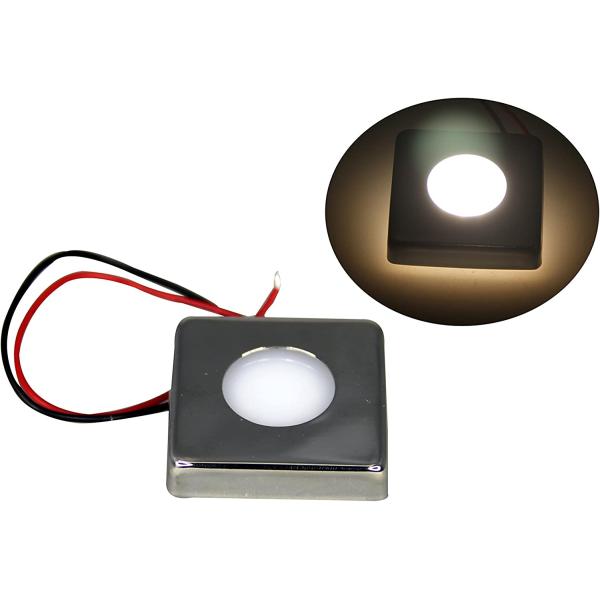 商品名Pactrade マリンボート ポンツーン RV サーフェスマウント LED ステンレススチール スクエア カーテシーライト 10-30V (ホワイト)Pactrade Marine Boat Pontoon RV Surface M...