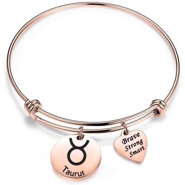 商品名bobaunaローズゴールド12 Zodiac SignsステンレススチールExpandable Wire Bangleブレスレット誕生日ギフトfor Herbobauna Rose Gold 12 Zodiac Signs Stai...
