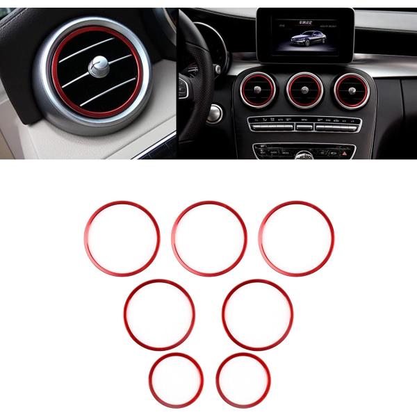 商品名Xotic Tech エアコンエアコン通気口コンセント フロント+リアル+サイド開口部インナーリングトリムカバー装飾 メルセデスベンツ Cクラス W205 2015年以降、GLCクラス 2016年以降に対応 (スポーティレッド) - ...