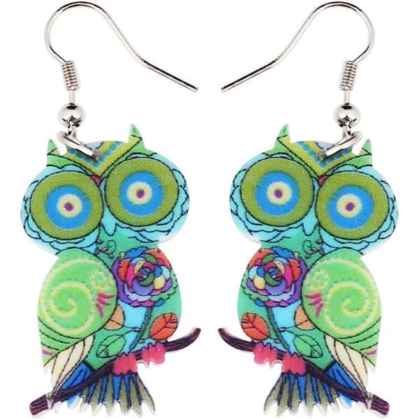 商品名アクリルドロップフクロウイヤリング鳥ダングル面白いデザインLovelyギフトforガールズレディースKids by The bonsny グリーンAcrylic Drop Owl Earrings Bird Dangle Funny ...