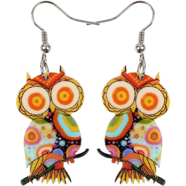 商品名アクリルドロップフクロウイヤリング鳥ダングル面白いデザインLovelyギフトforガールズレディースKids by The bonsny イエローAcrylic Drop Owl Earrings Bird Dangle Funny ...