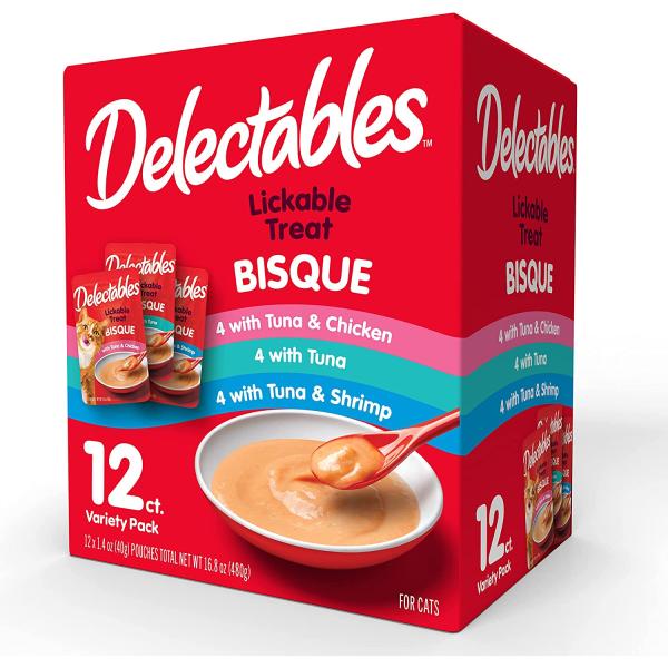 商品名Delectables Bisque Lickable Wet Cat Treats - Chicken, Tuna &amp; Shrimp - 12 Pack VarietyDelectables Bisque Lickable ...