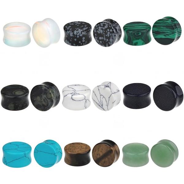 商品名IPINK-18 Pieces Natural Stone Ear Plugs Kit Saddle Stretchers Expander Set 2G-16mm Piercing Gauges (Style 2-00 Gauge(...