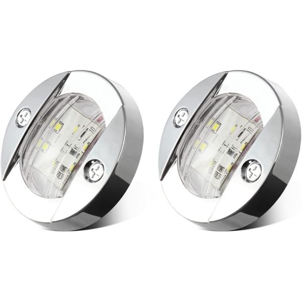 商品名Partsam 2pcs 3 ""インチナビゲーションライトクロームラウンドボートマリンクリアレンズブルー6   2835-smd LED欄間マウントSternアンカーランプ12 Vフラッシュマウント、ip67防水(Pack of 2...