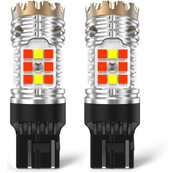 商品名LASFIT 7443 LED電球 スイッチバック 7444 T20 アンチハイパーフラッシュ CANBUS 対応 デュアルカラー アンバー ウィンカーライト ウインカーライト ホワイト 昼間 ランニング パーキングライト 標準ソケッ...