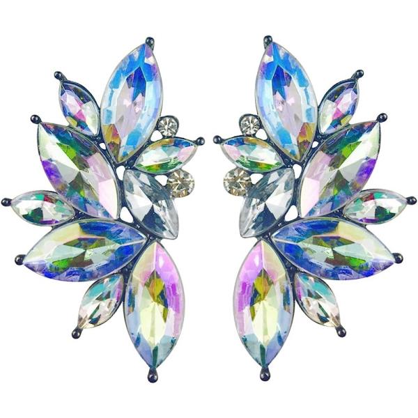 商品名カラフルなパンクロックオーバーサイズキャンディラインストーンとげスタッズクラスタスタッドイヤリングのシェードでレインボー   パープル、グリーン、ブルー、ピンク、イエロー、レッド、多くのMore 。80s Funky Punk Roc...