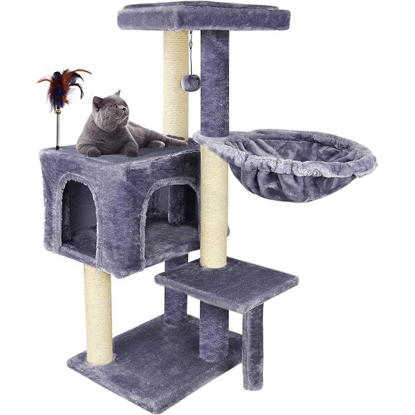 商品名WIKI 猫 木柱 傷つけおもちゃ活動センター 猫タワー 家具 傷 35.43"" H グレー-catツリーAIWIKIDE 002G Cat Tree has Scratching Toy with a Ball Activity ...