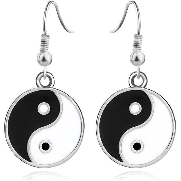 商品名wllayシンプル太極拳陰陽ダングルイヤリング原宿スタイルメタルイヤリングアクセサリーの女性Simple Tai Chi Yin Yang Dangle Earrings for Women 3 Matching Necklace B...