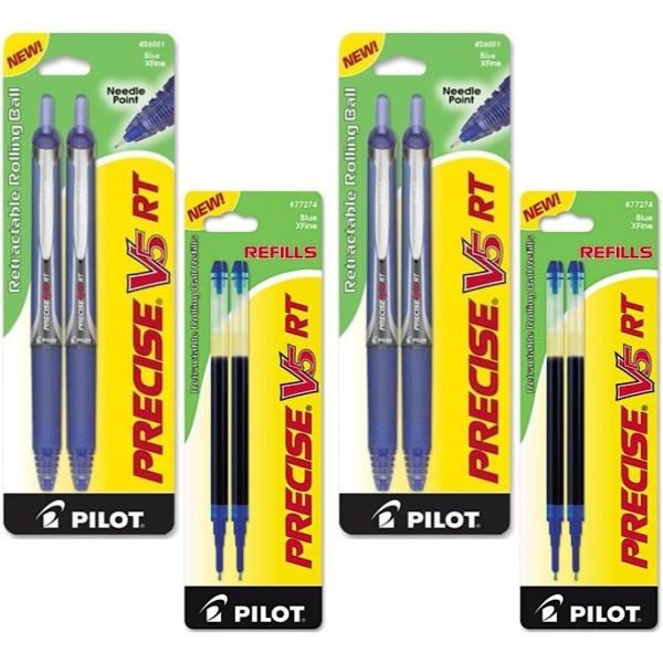商品名Pilot Precise V5 RT Retractable Rolling Ball Pens, Extra Fine Point, Black Ink, 6 Pens (4-Pack/Bundle, Blue)ブランド：PILO...