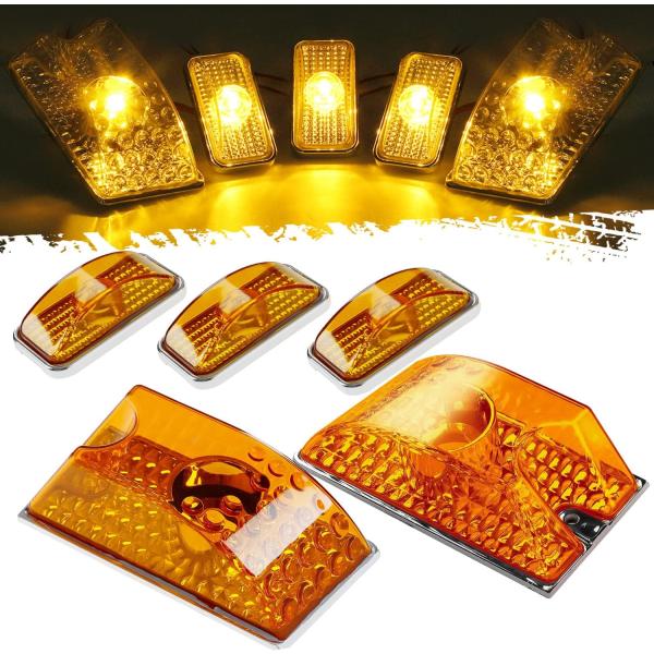 商品名Partsam 5pcs Cab Marker Roof Running Top Lights 264160AM Front Amber Lens Crystal Chrome Waterproof + T10 194 168 W5W...