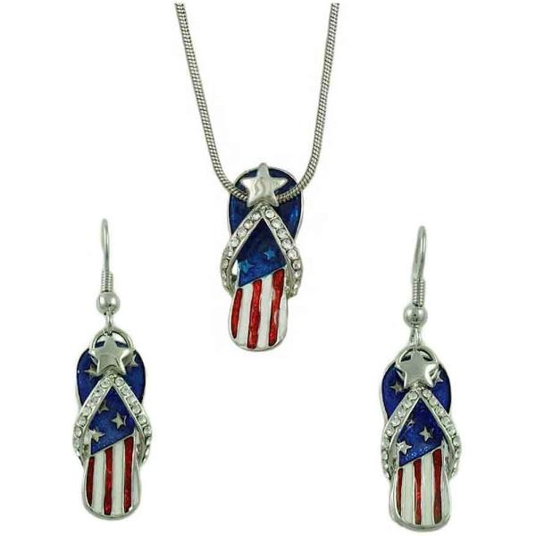 商品名Lilylin Designs Patriotic Flip Flop Pendant and Chain with Matching Earring Boxed Gift Setブランド：Lilylin Designs商品サイズ：高...