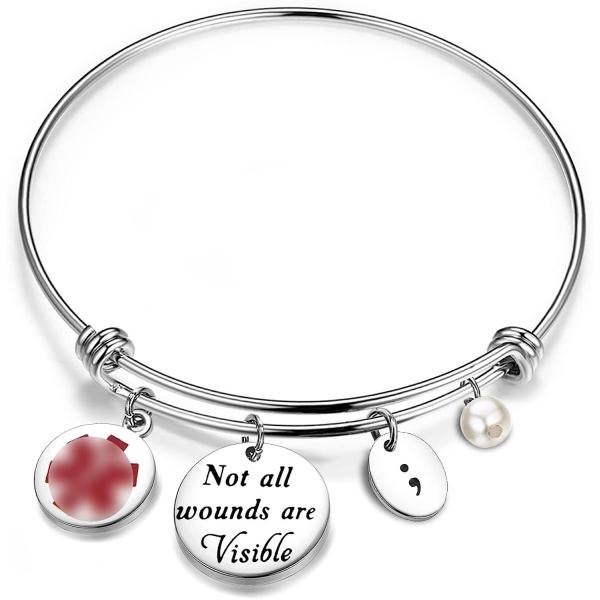 商品名表示bobaunaすべての傷はないセミコロンチャームブレスレットMental Health Suicide Awarenessジュエリーbobauna Not All Wounds Are Visible Semicolon Char...