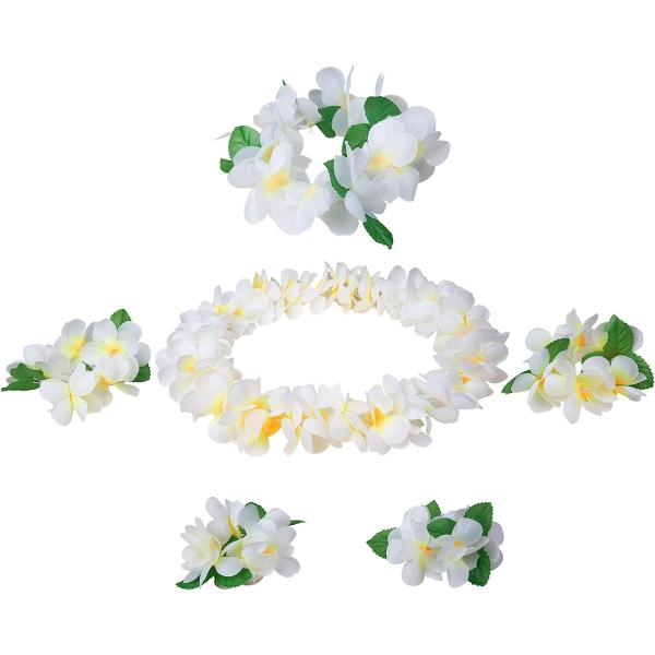商品名udalynハワイアンルアウFlower LeisジャンボネックレスブレスレットヘアバンドAnklets Set 6pcs ホワイトUdalyn Hawaiian Luau Flower Leis Jumbo Necklaces Br...