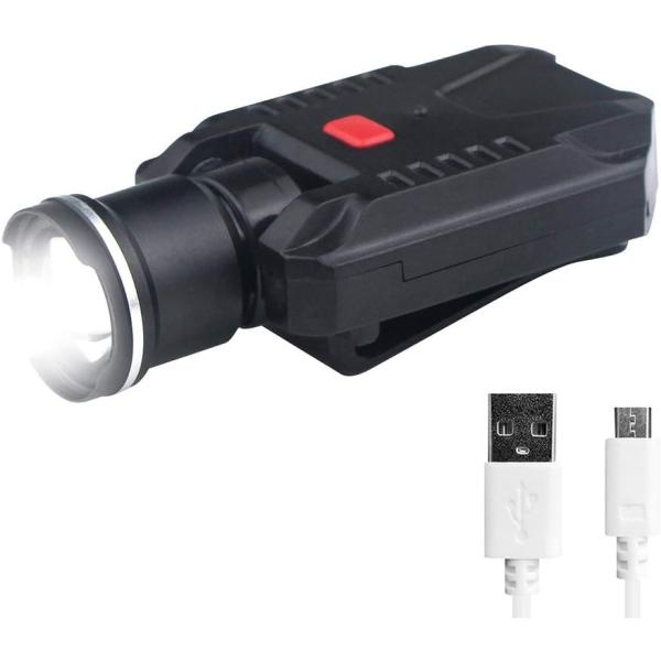 商品名FISHNU 500 Lumens Clip-on Hat Light,USB Rechargeable Led Cap Light,No Red Ring and Aluminum Alloy Zoomable Head Baseb...
