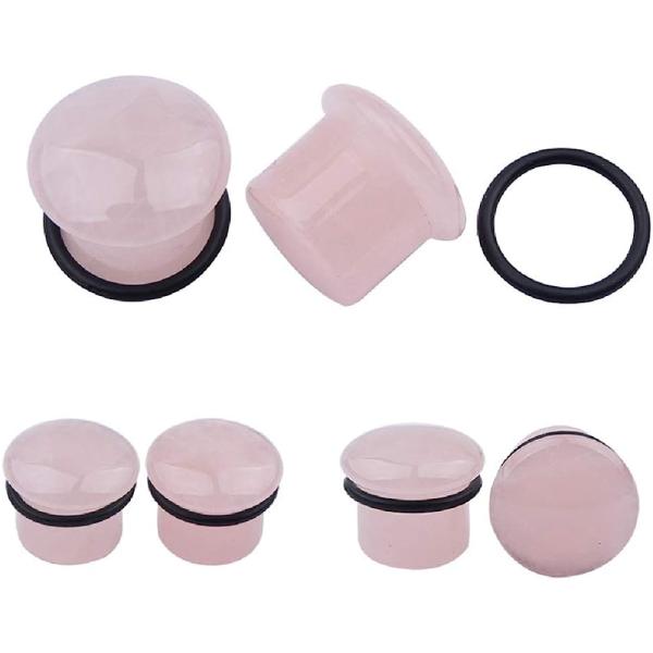 商品名シングルフレア ローズローズクォーツ イヤーゲージ プラグ トンネル エクスパンダー 天然石 イヤリング ピアス ジュエリー (4g (5mm), ストーン, アゲートSingle Flared Rose Rose Quartz Ea...