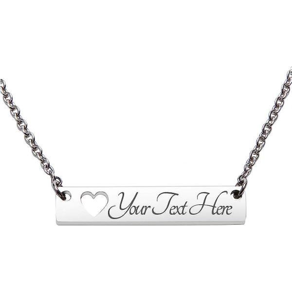 商品名Fanery Sue パーソナライズ カスタム刻印 ネーム 316L ステンレススチール 水平バーネックレスFanery sue Personalized Custom Engraved Name 316L Stainless Ste...