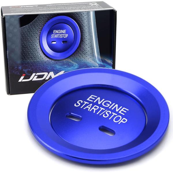 商品名iJDMTOY ブルーキーレスエンジンプッシュスタートボタン&amp;周囲リング キャデラックシボレーGMCなどに対応 アルミリング/カバー2点セットiJDMTOY Blue Keyless Engine Push Start But...
