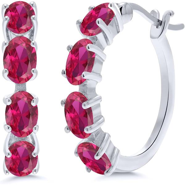 商品名Gem Stone King 4カラット シンセティック ルビー ピアス レディース シルバー925 7月 誕生石Gem Stone King 925 Sterling Silver Wine Red Created Ruby Ear...