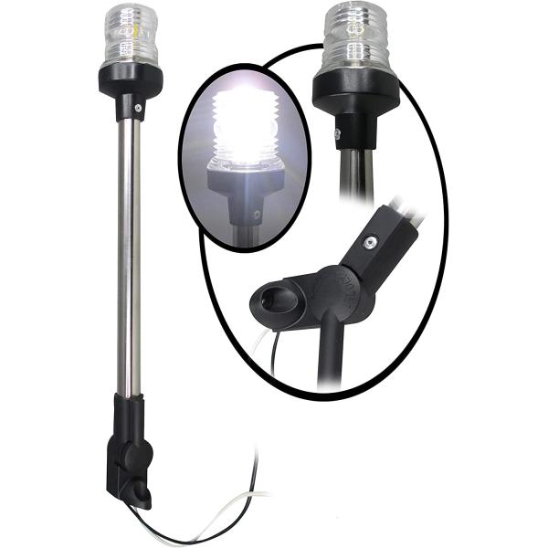 商品名Pactrade マリンボート ポンツーン オールラウンドアンカー LEDナビゲーションライト SSポール フォールドダウン DC 10-24V 高さ16インチ USCG 2NM A16 認証Pactrade Marine 12V M...