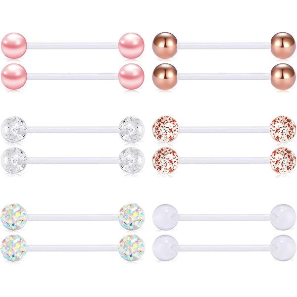 商品名FECTAS 14G ニップルリング 舌リング クリアアクリル フレキシブル ストレートピアス バーベル 12個FECTAS 14G Nipple Rings Tongue Rings Clear Acrylic Flexible S...