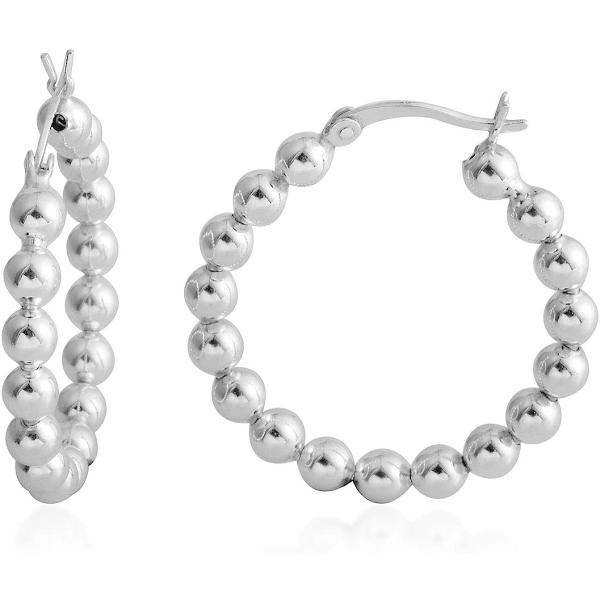 商品名Shop LC Delivering Joy ACCESSORY レディース US サイズ: SmallShop LC Bead Ball 925 Sterling Silver Hoop Earrings For Women Pla...