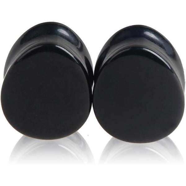 商品名HQLA ティアドロップブラックオブシディアン天然石プラグトンネル イヤーゲージ エキスパンダー ストレッチャー ボディピアス 1組HQLA Ear Gauges Plug Tunnels Black Obsidian Natural...