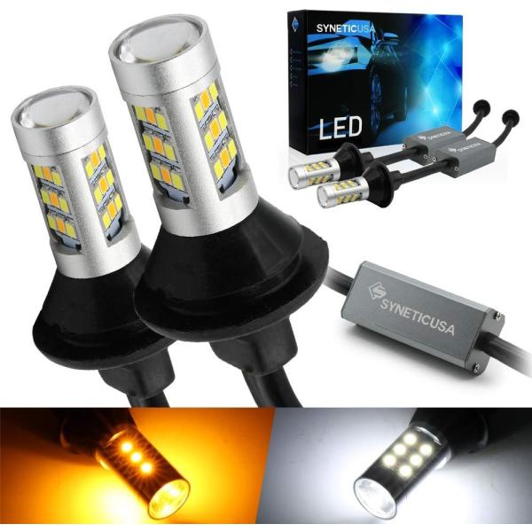 商品名Syneticusa 1157 Error Free Dual Color Type 2 Switchback DRL LED Turn Signal Light Bulbs No Hyper Flash Built-in Resis...