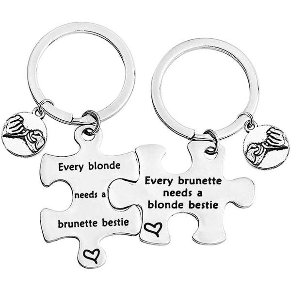 商品名bobauna Every Blonde/Brunette Needs A Brunette/Blonde Bestie Pinky Promise パズルキーチェーンセットbobauna Every Blonde/Brunette ...