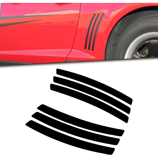 商品名Xotic Tech シボレーカマロL&amp;Rサイドベントインサートブラックストライプデカールインレーステッカー 2010-2021Xotic Tech 6pcs Car Body L&amp;R Side Vent Insert...