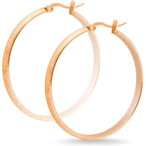 商品名555Jewelry Womens Stainless Steel Hoops Glitter Shiny Matte Circle Round Endless Loop Hinged Tube Statement Sparkle G...