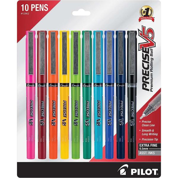 商品名PILOT Precise V5 スティック 液体インク ローリングボールスティックペン 極細(0.5mm) アソートカラー 10本パック (12562)PILOT Precise V5 Stick Liquid Ink Rollin...