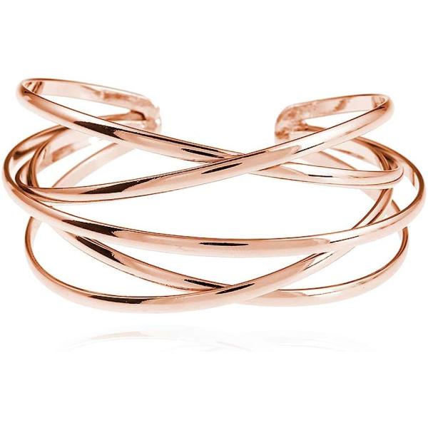 商品名FUTIMELY Rose Gold Cuff Bracelet for Women Girls,Multi-layer Cross Wire Bangle Bracelet Open Adjustable Wide Cuff Bra...