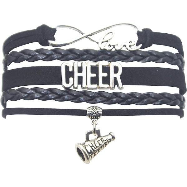 商品名HHHbeauty チアブレスレット チアリーディングガールズ チアチャームブレスレット チアリーダー/グリル/レディース/ボーイズ/メンズ/ティーンガールズ/ティーンズ向けチアギフト ブラックHHHbeauty Cheer Brac...