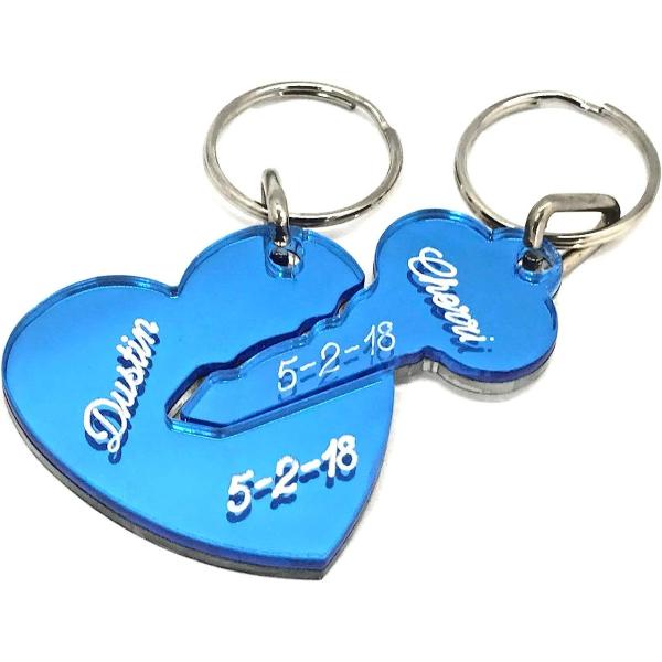 商品名Heart and Key Couple Keychain Personalized Custom Name Free Engraved Key To My Heart Key Chain Any Name Personalized ...