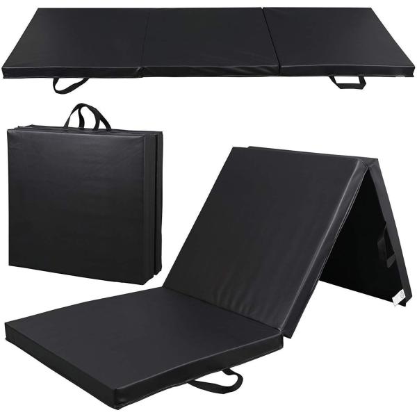 商品名HomGarden 6フィートx2フィート 三つ折り 厚手 エクササイズマット 体操 ジム エアロビクスマット タンブリングマット キャリーハンドル付き ストレッチヨガ コアワークアウト用 ブラックHomGarden 2"" Thic...