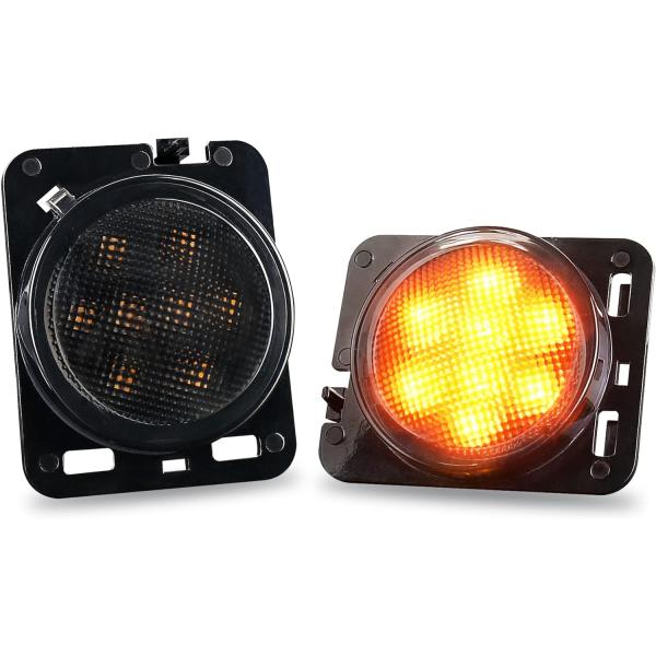 商品名PXPART スモークレンズ LEDサイドマーカー フロントフェンダー アンバー ウィンカー パーキングライト Jeep Wrangler 2007-2017用PXPART Smoke Lens LED Side Marker Fro...