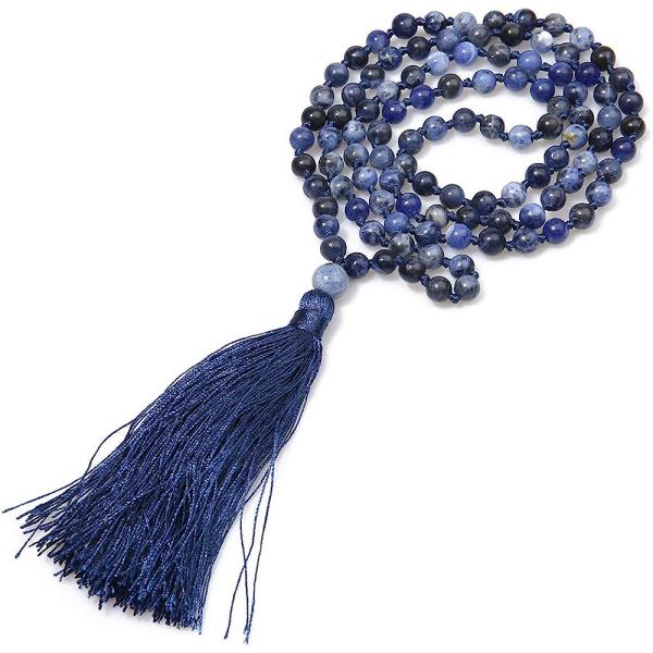 商品名BALIBALI 6mm マラビーズネックレス 天然石 瞑想 ステートメントネックレス ジャパヨガ ロザリオ 祈り チャーム ビーズタッセルネックレス, ストーンBALIBALI 6MM Mala Beads Necklace Nat...