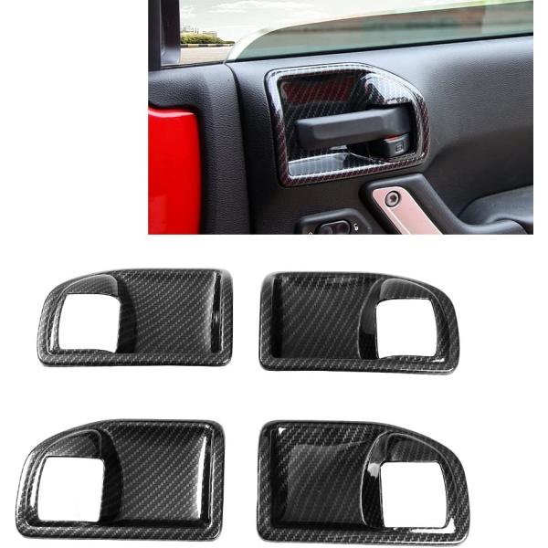 商品名RT-TCZ カーボンファイバー ABS 車内部ドアハンドルボウルカバー トリムフレーム装飾 2011-2017 Jeep Wrangler JK JKU 4ドア用RT-TCZ Carbon Fiber ABS Car Inner D...