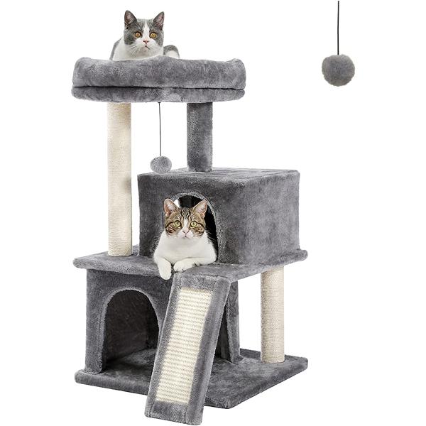 商品名PAWZ Road 34 Inches Cat Tree Multilevel Cat Tower with Double Condos, Spacious Perch, Fully Wrapped Scratching Sisal ...