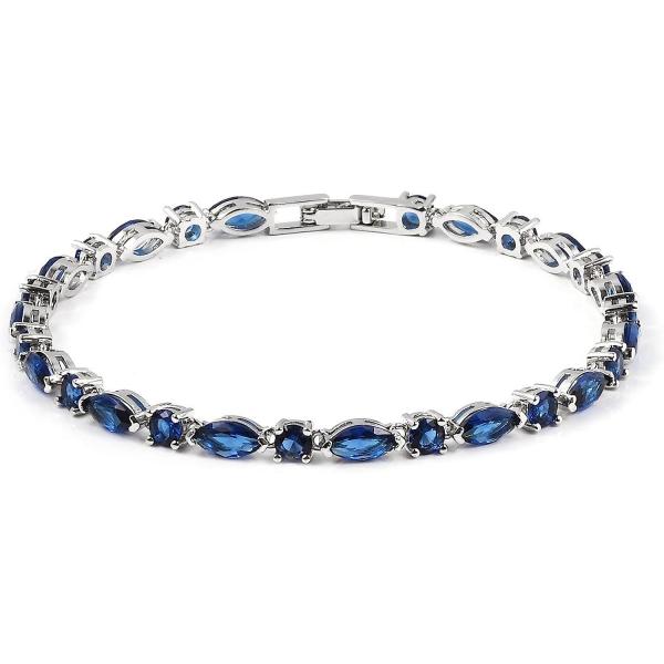 商品名SHOP LC DELIVERING JOY ブルー 誕生石 テニスブレスレット レディース プラチナメッキ キュービックジルコニア 宝石 ファッション ウェディングジュエリー 8インチ 誕生日プレゼント, 8 inches, ベース...