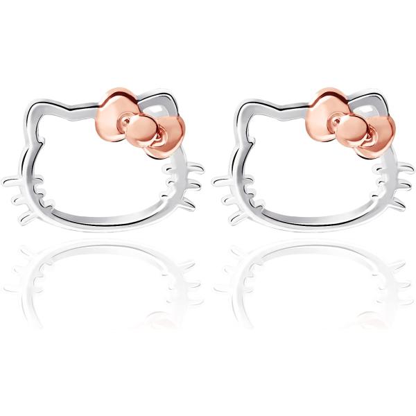 商品名Hello Kitty ジュエリー レディース スターリングシルバー ツートーン スタッドイヤリング ローズゴールドメッキ リボンSanrio Hello Kitty Womens Stud Earrings - Sterling S...