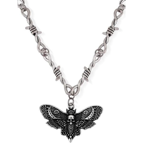 商品名HAQUIL Skull Necklace, Gothic Punk Skull Deathhead Hawkmoth Pendant, Barbed Wire Chain, Skull Jewelry Giftブランド：HAQUIL...