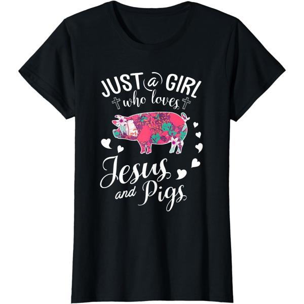 商品名Just A Girl Who Loves Jesus And Pigs T Shirt Farmer Lover T-Shirtブランド：Pig Lover Shirt Farm Girl Farmer Birthday Gift商...