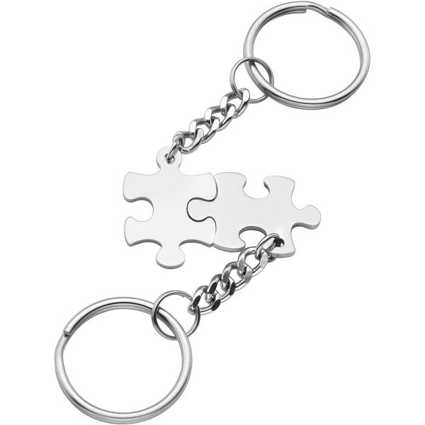 商品名パーソナライズ マスター無料刻印 カスタム2ピース ステンレススチール ジグソーパズル ハートマッチングペンダント カップルキーチェーン、彼と彼女の恋人のためのキーリング バレンタインデーPersonalized Master 2pc...